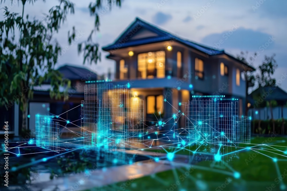 Visualization of edge computing in a smart home system managing energy usage, edge computing ...