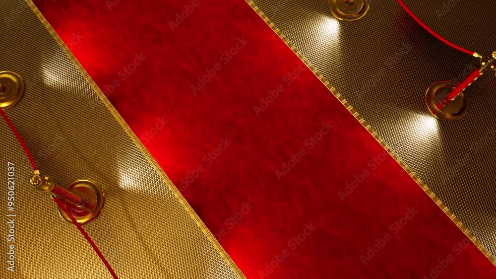 4k Red carpet animation. Golden red Carpet Stage with barrieres Stock ...