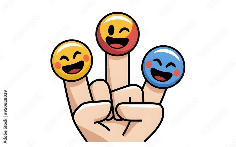 Cheerful Three Finger Emoji Faces for Representing Family and ...