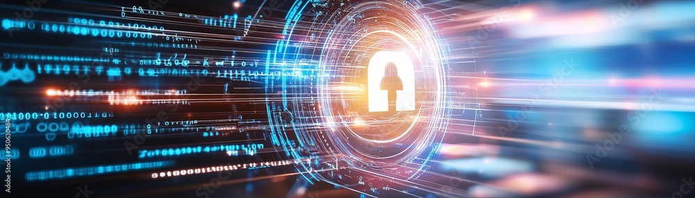 An abstract image of a secure digital environment protected by ...