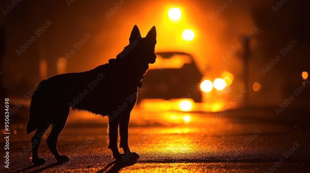 K9 Silhouette. Police Dog on Night Shift. Law Enforcement Concept in ...
