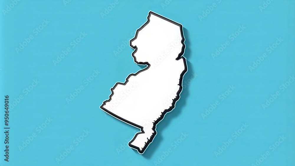 Simple white outline of New Jersey state shape with bold black borders ...