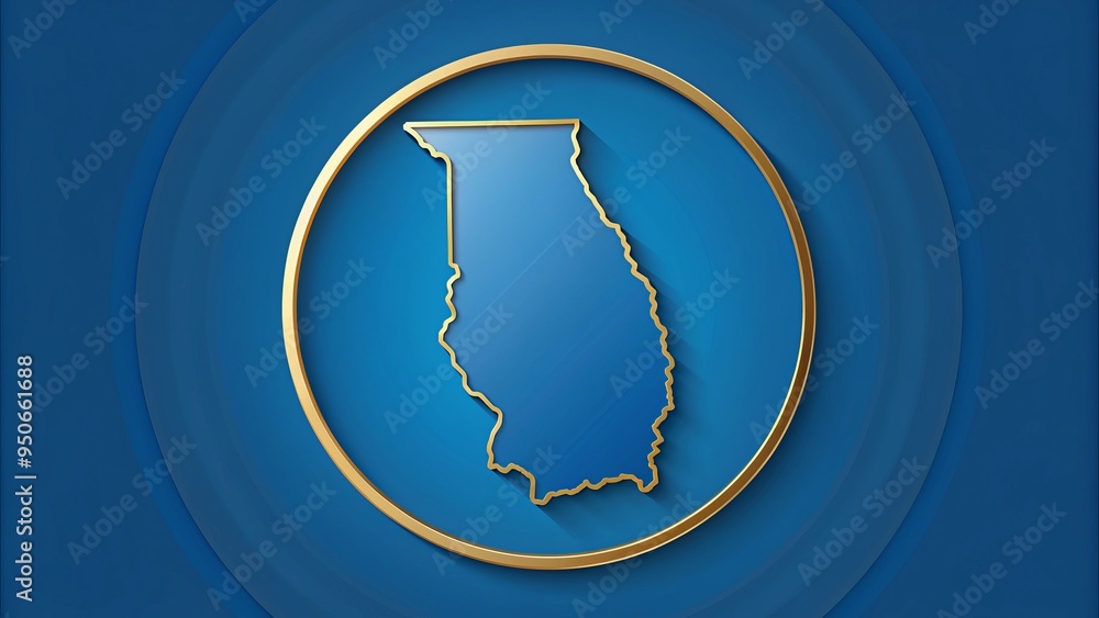 Stylized illustration of Georgia state map with bold blue outline and ...