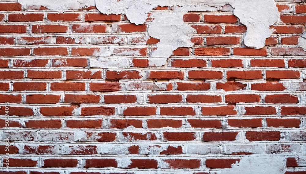 brick wall texture with white shabby stucco plaster red and white ...