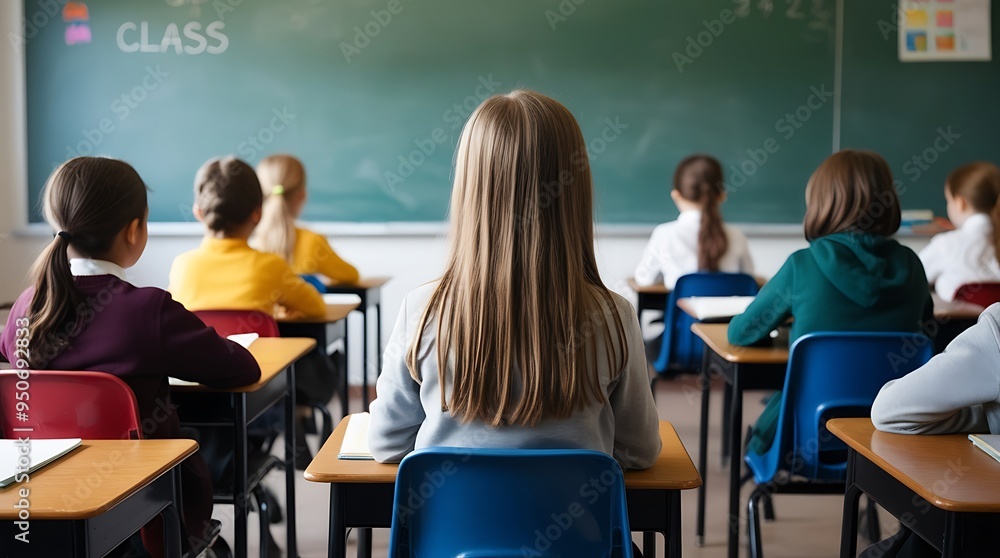 students in classroom , back view of education and school concept ...