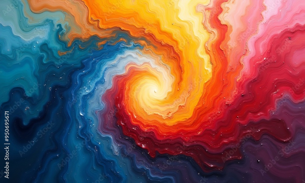 Swirling colors interact in a fluid dance on a canvas showcasing ...