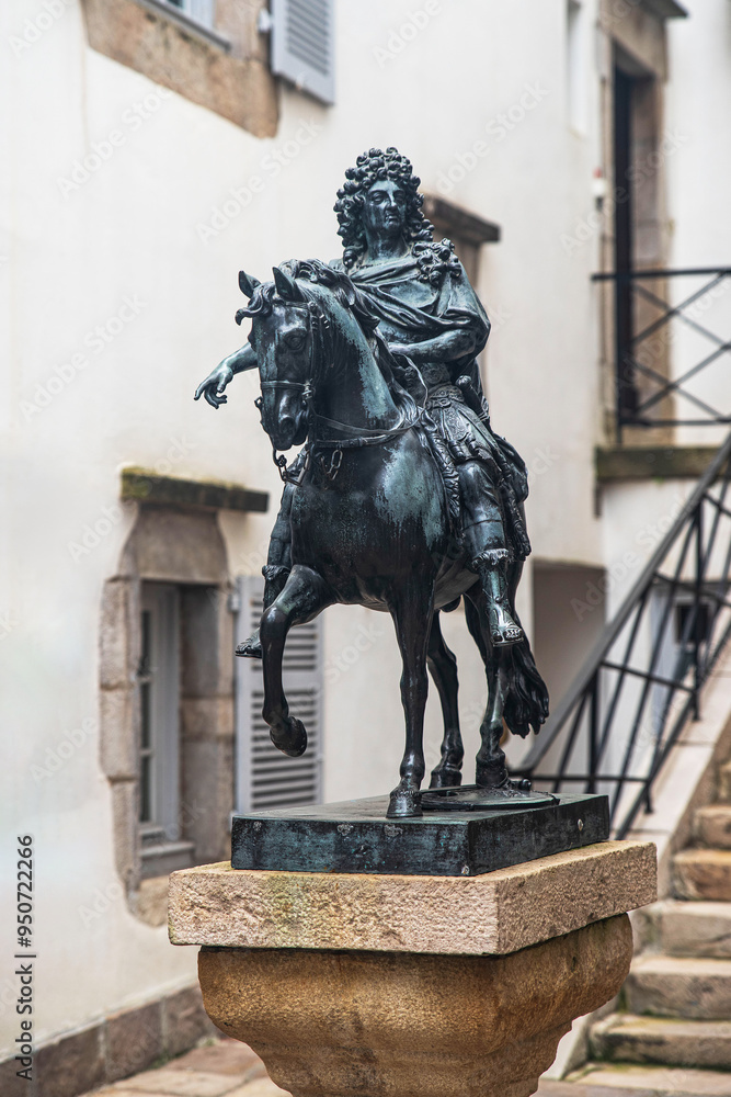 Statue of the French king Louis XIV on horseback in the town of Saint ...
