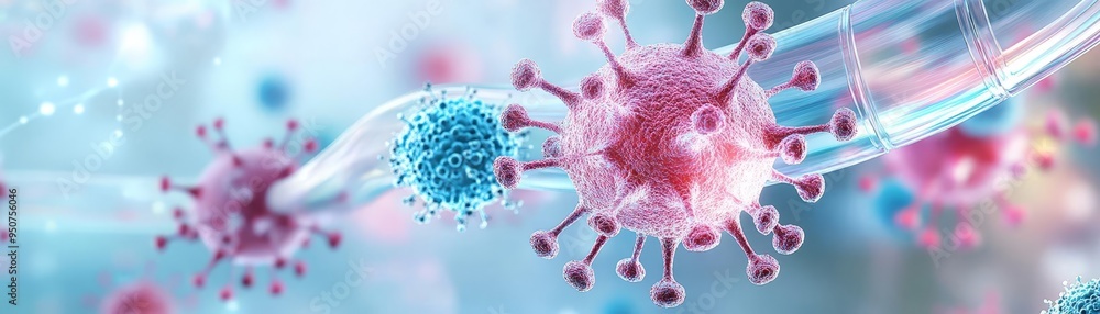 A detailed microscope view of a virus spreading through a cell culture ...
