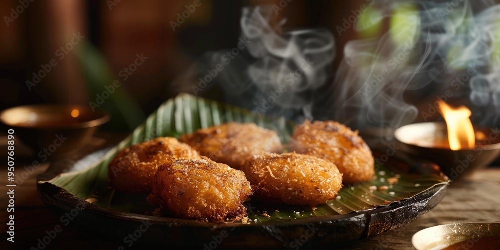 Unniyappam a traditional Kerala snack served on a banana leaf Deep ...