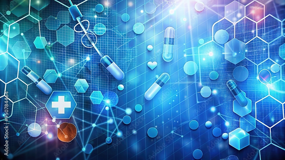 Illustration of medical background and healthcare technology with flat ...