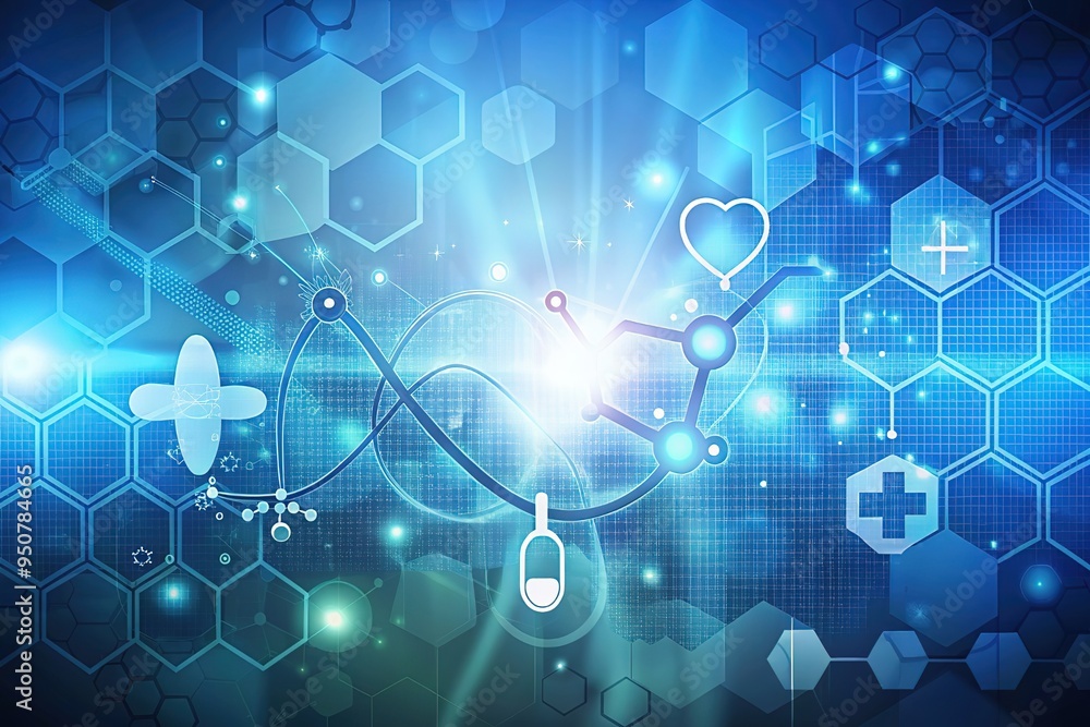 Illustration of medical background and healthcare technology with flat ...