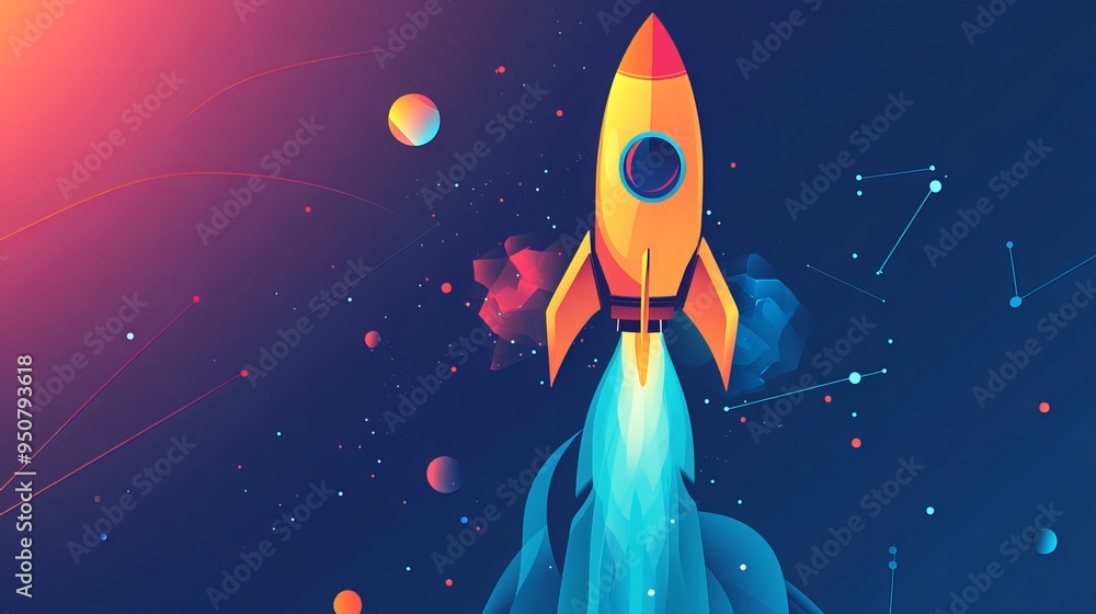 Abstract rocket launch design featuring clean lines, geometric shapes ...