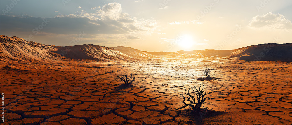 The picture of drought disaster, desertification of the land and ...