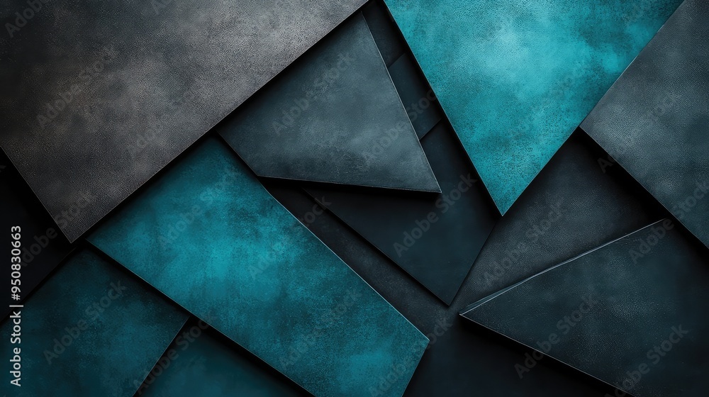 Geometric Shapes in Black and Teal Color Scheme - Layered and ...