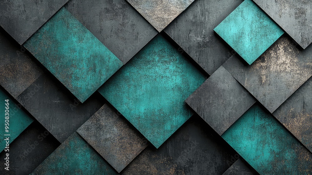 Geometric Shapes in Black and Teal Color Scheme - Layered and ...