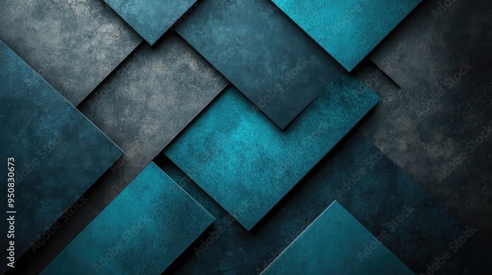 Geometric Shapes in Black and Teal Color Scheme - Layered and ...