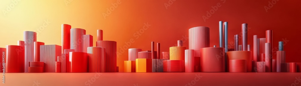 Dynamic 3D Plastics Factory Banner with Energetic Typography and Red ...