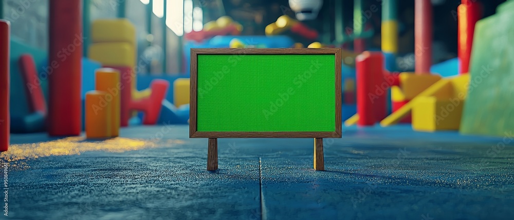 Advertisement Display Mockup on Obstacle Course Challenge Background ...