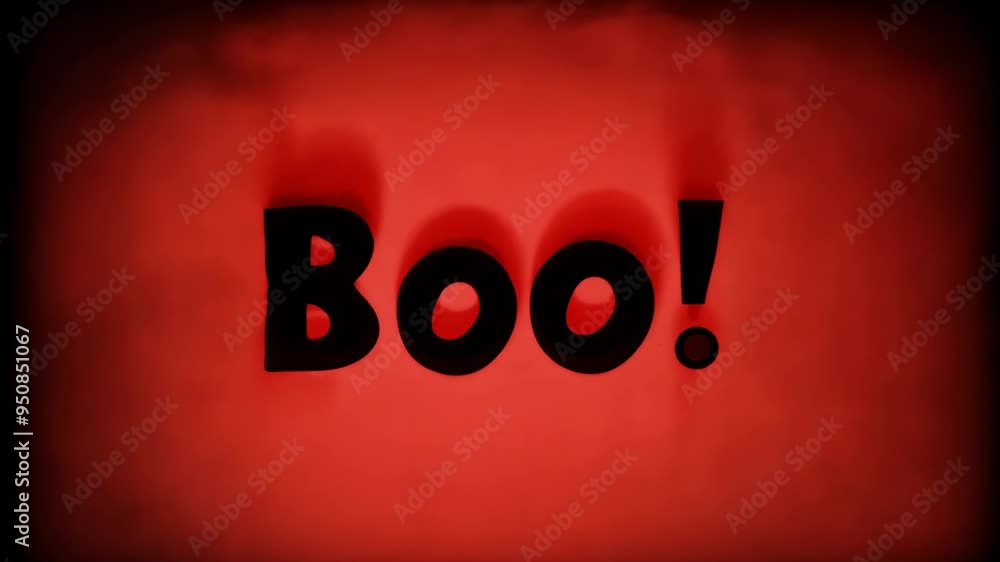 The word "Boo!" appears in Retro style, written in blood-red color on a ...