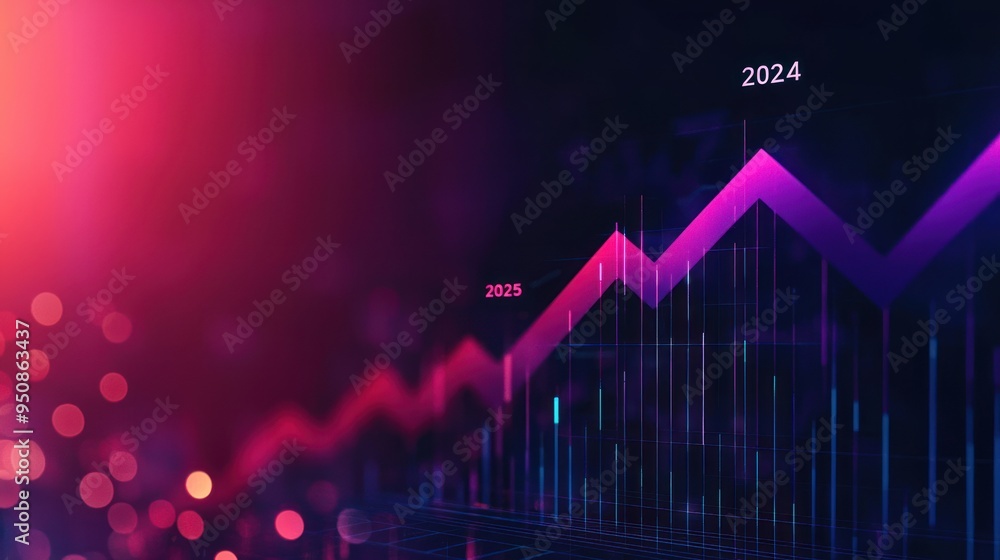 Abstract Neon Stock Market Chart with 2024 and 2025 Indicators Stock ...