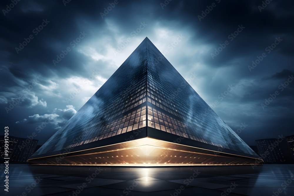 giant glass pyramid in a city building, architecture Stock Photo ...