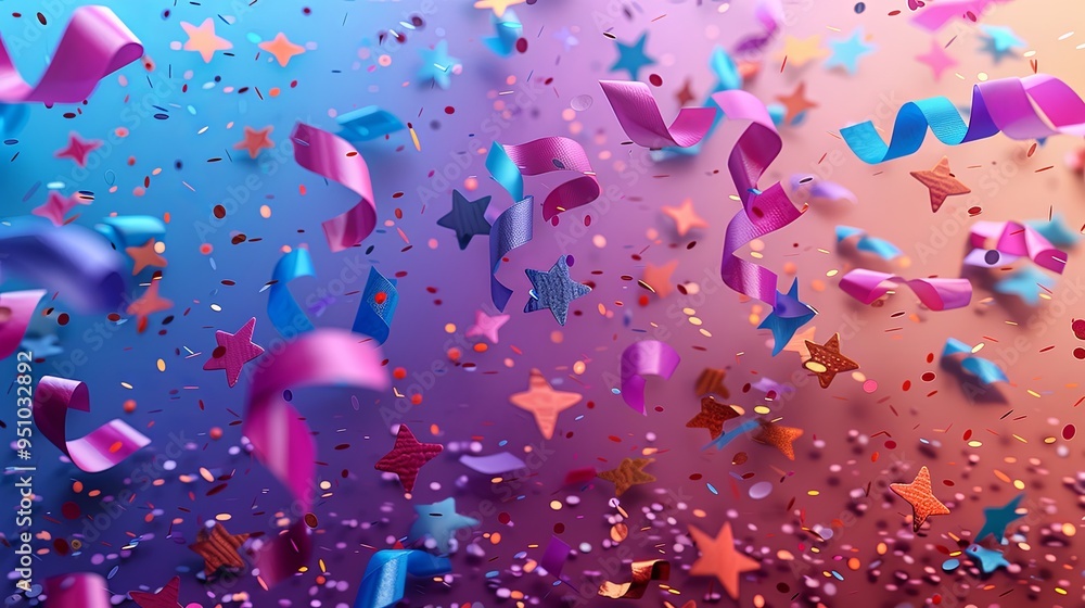 Confetti party clapper 3d vector, shapes. Birthday or carnival ...