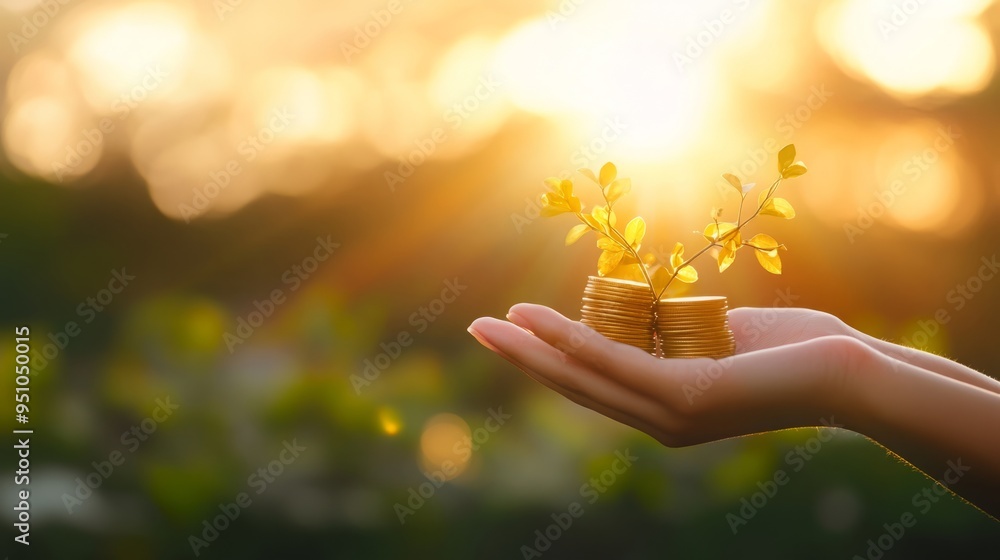 Concept of International Day of Charity: Human hands holding stacks of ...