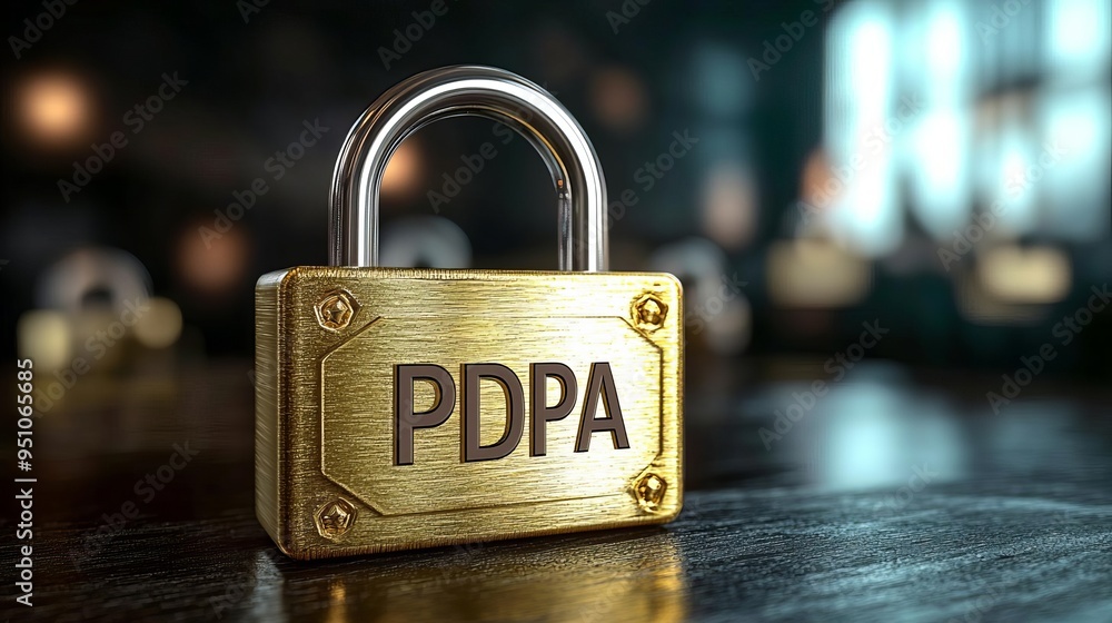 PDPA PERSONAL DATA PROTECTION ACT enforcement Padlock with PDPA PERSONAL DATA PROTECTION ACT enforcement Padlock with