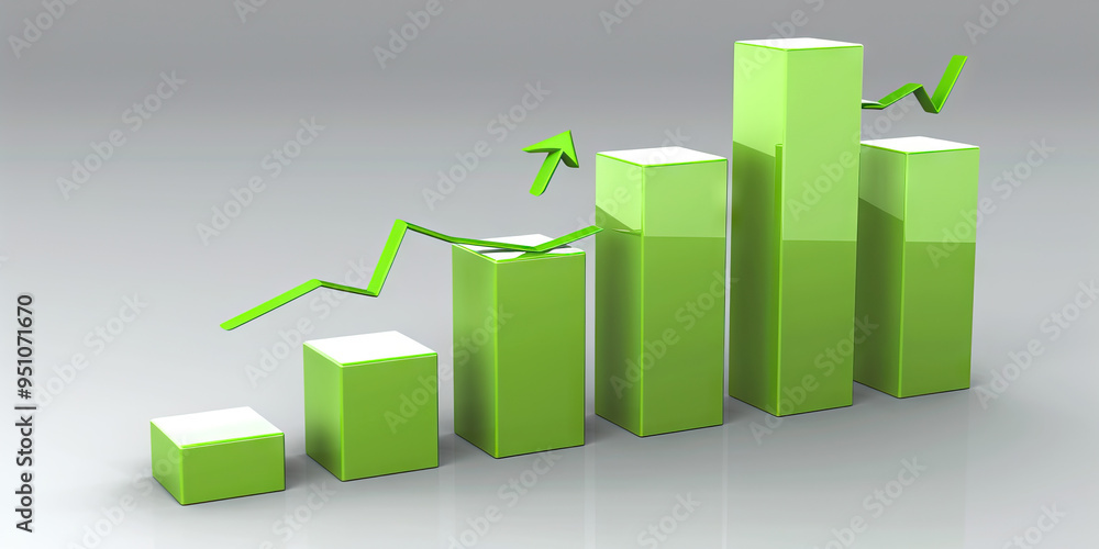 Organizational Growth Chart: A vibrant green bar chart depicting steady ...