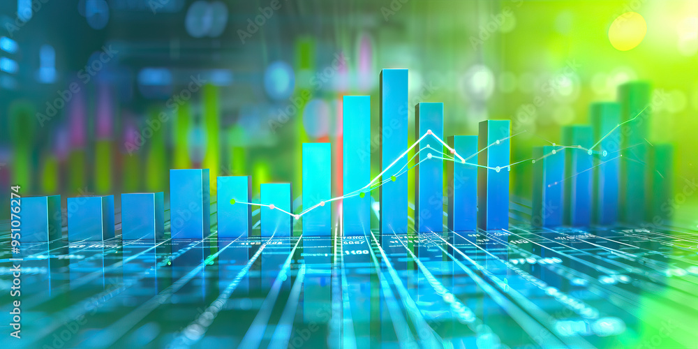 Industrial Growth Chart: A bar graph in vibrant blue and green ...