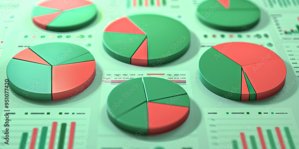Financial Performance Dashboard: A series of pie charts in different ...