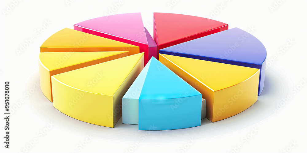 A colorful pie chart divided into different slices, each representing a ...