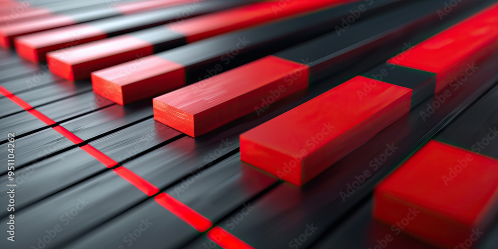 Product Analysis: Red and Black Bar Graph on a Metal Sheet Stock ...