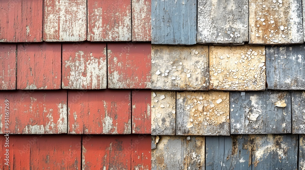 Side-by-side view of a shingle roof, showcasing the effects of a ...