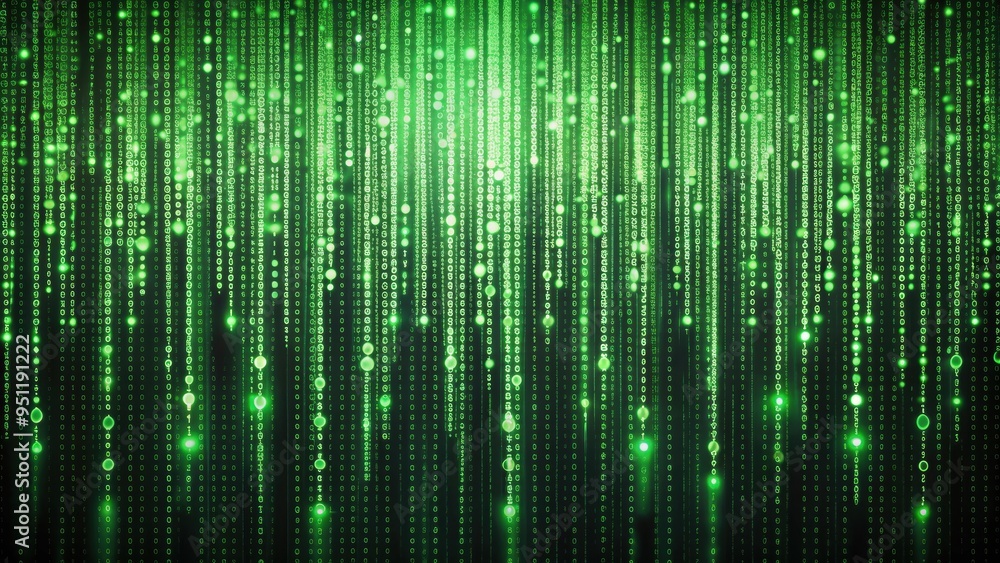 Matrix background with digital green numbers falling vertically ...