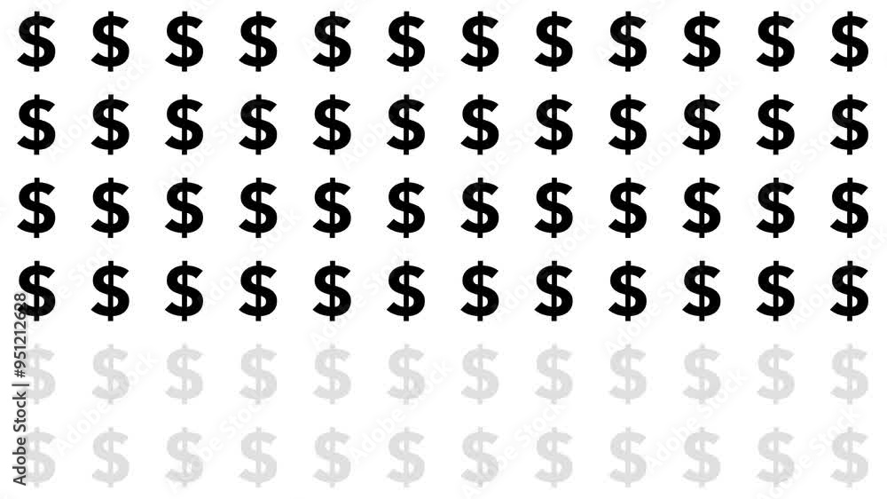 US Dollars icons increase from left to right, changing colors as they ...