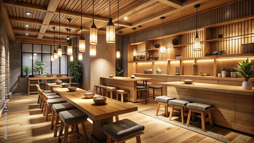 Cozy Japanese noodle shop interior design modern minimalist concept ...