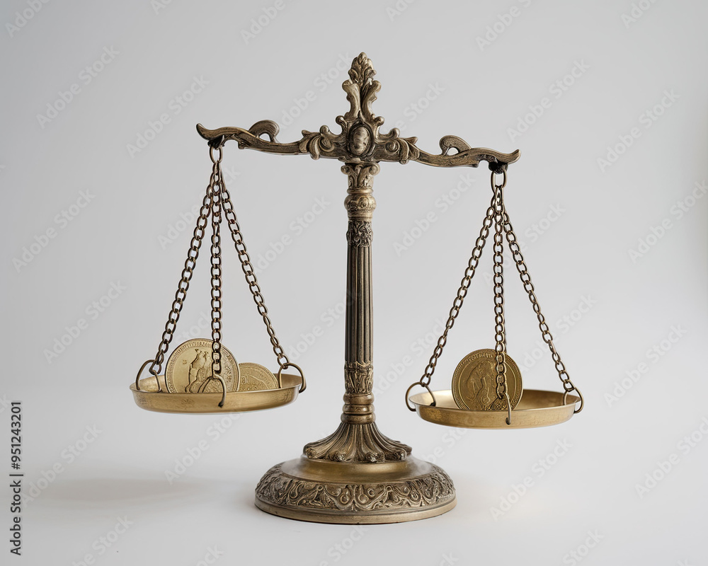 Fairness Scales of Justice Isolated on White Background, Legal Symbol ...