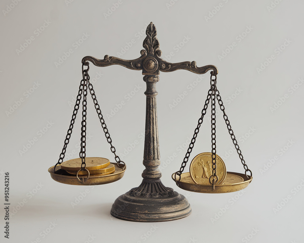 Fairness Scales of Justice Isolated on White Background, Legal Symbol ...