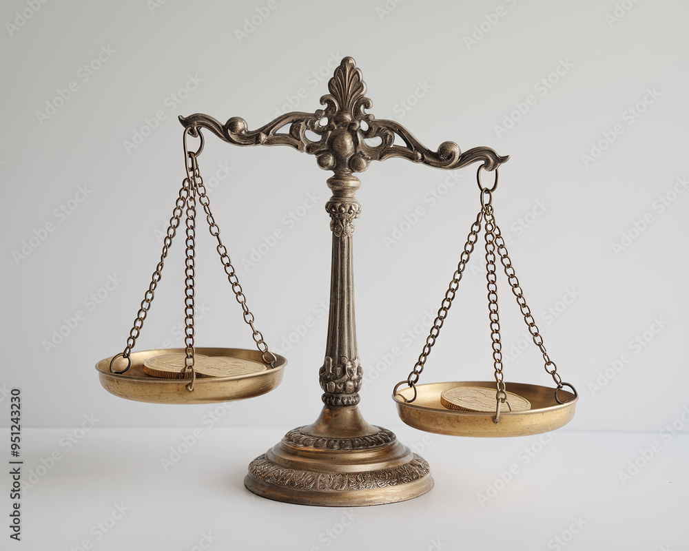 Fairness Scales of Justice Isolated on White Background, Legal Symbol ...