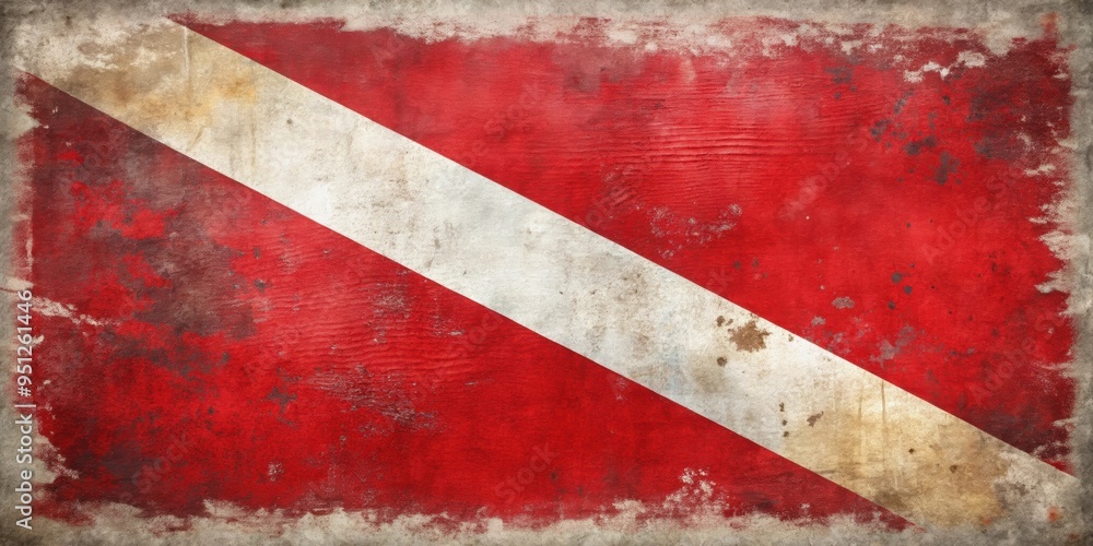 Vintage style scuba flag with diver down symbol , retro, old-fashioned ...