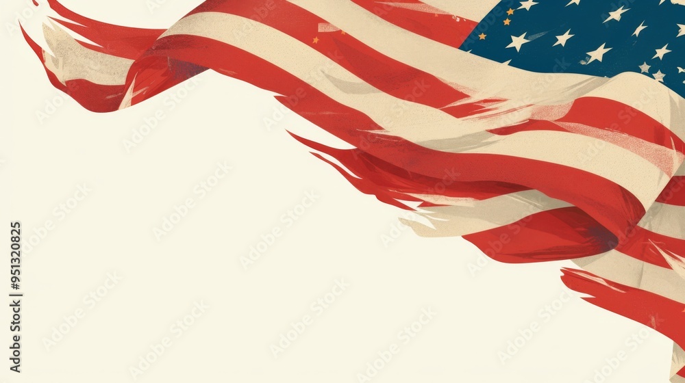 4th of July Background with American Flag Border. Red and White Stripes ...