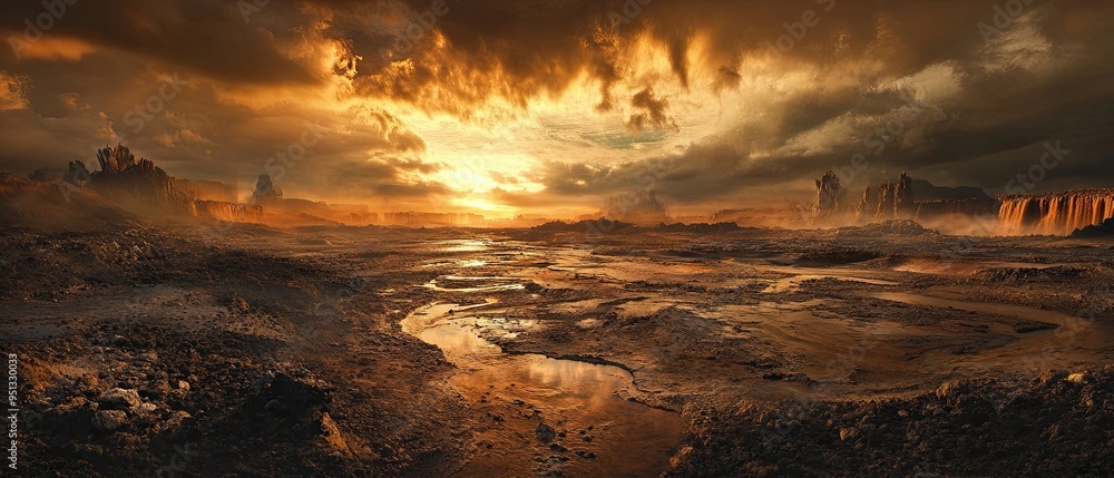 Environmental impact of gold mining shown with polluted rivers ...