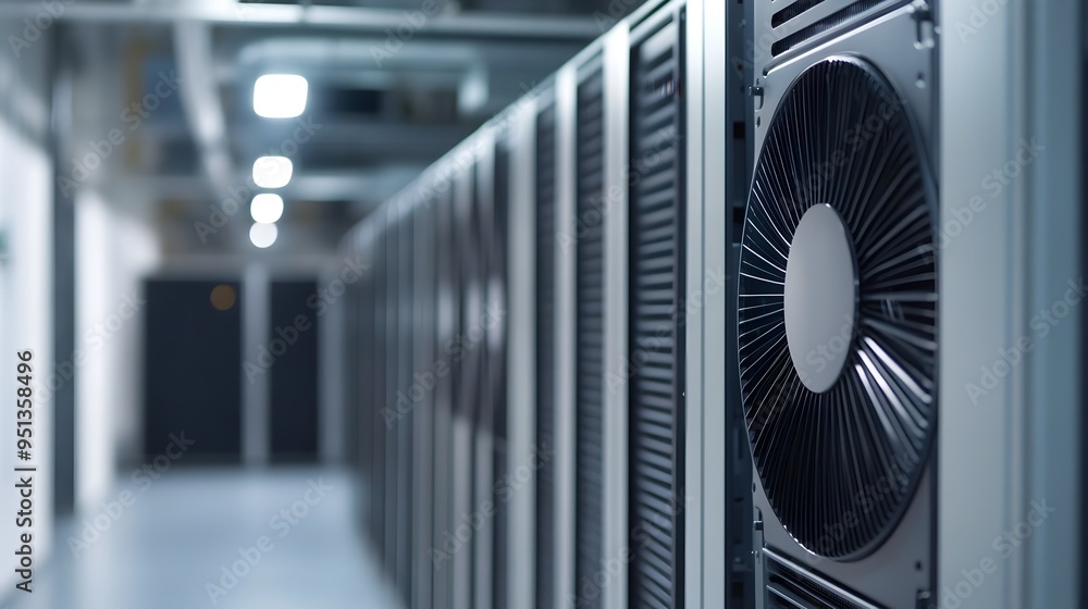 Precision air cooling units installed in a state of the art data center ...