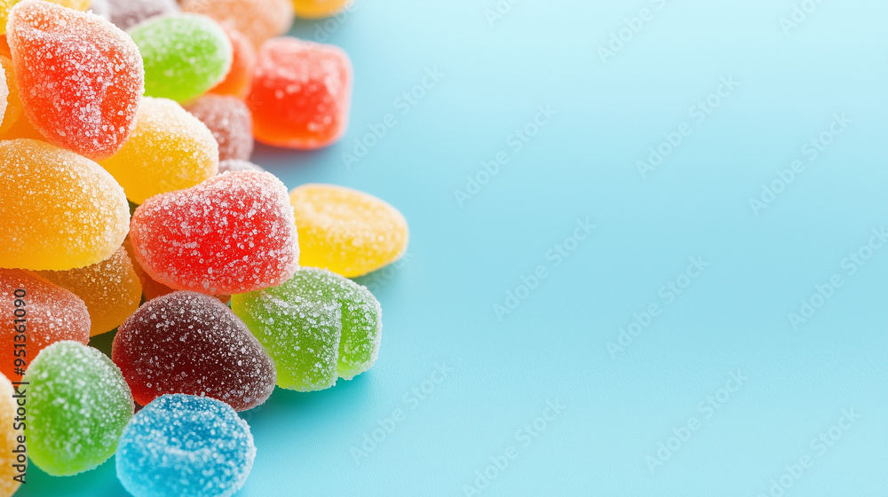 Candy Rain: A burst of colorful jelly beans falls against a vibrant ...