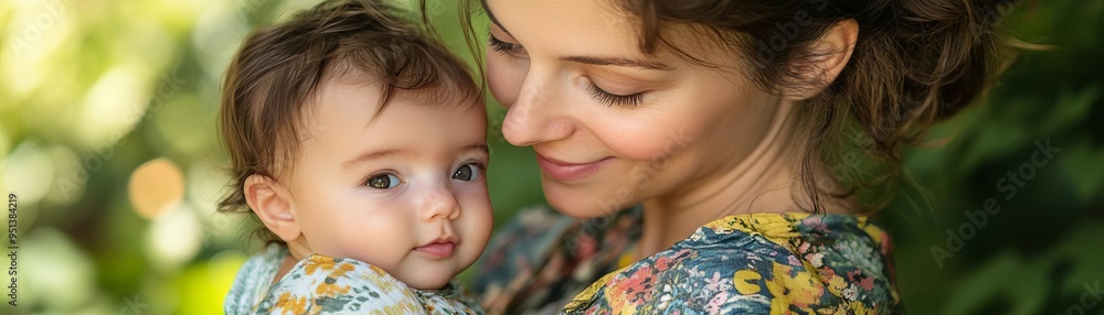 Serene mother and baby bonding moment, nature-inspired, Mother and baby ...