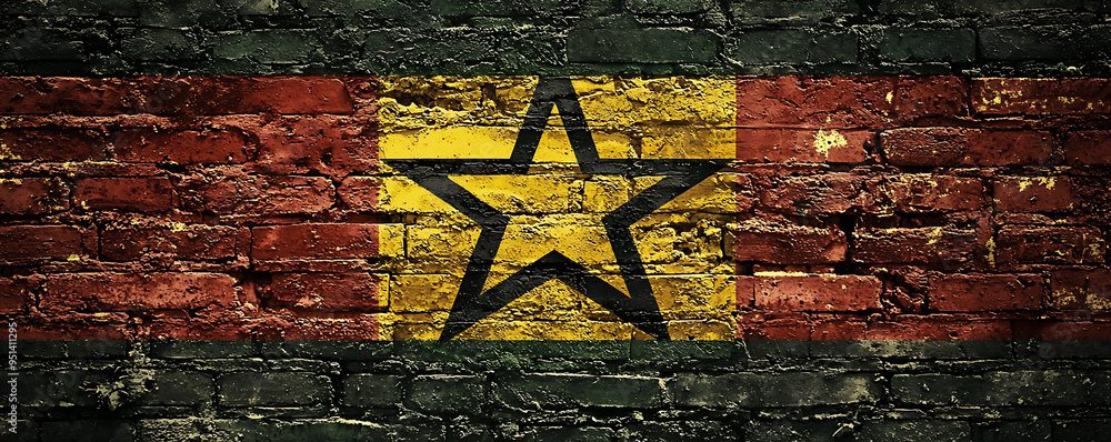 An artistic rendition of the Ghanaian flag, showcasing its vibrant red ...