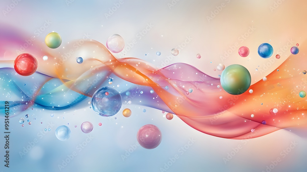 Abstract interpretation of emotions as floating orbs and ribbons ...