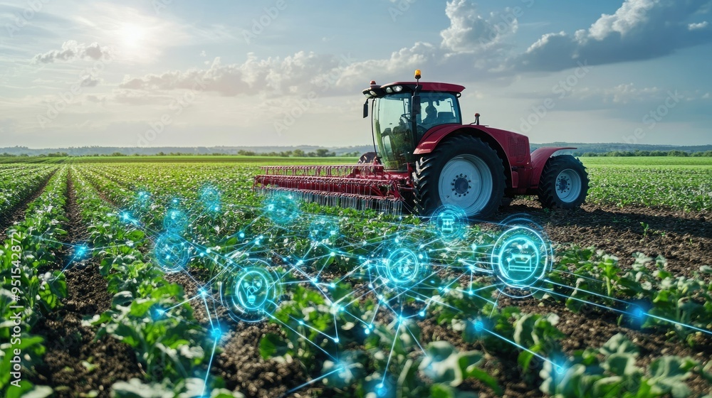 Smart farming technology in an expansive field, with data-driven tools ...