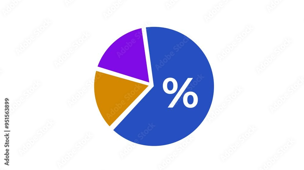 Pie chart diagram cartoon animation in transparent background. Alpha ...